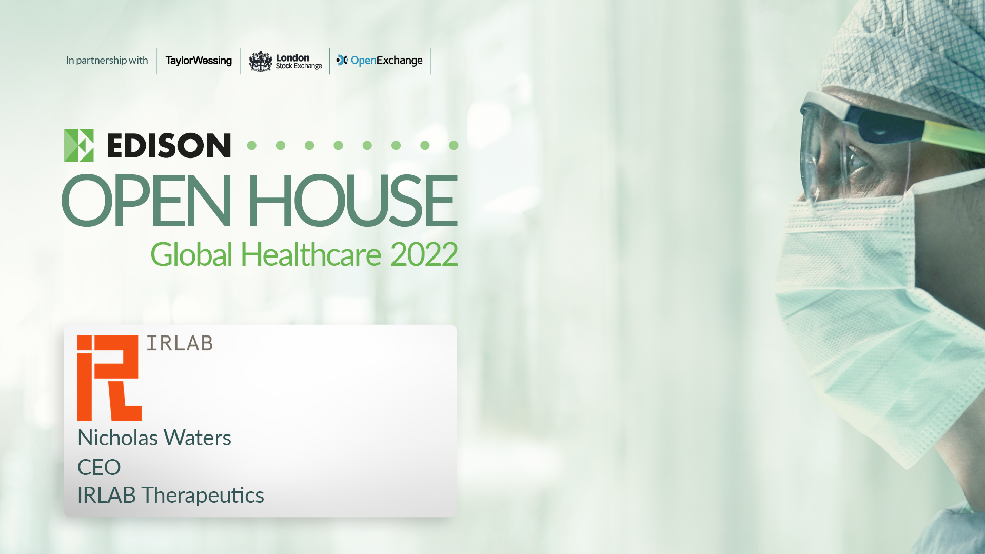 IRLAB Therapeutics AB: Edison Open House Healthcare 2022 - Edison Group